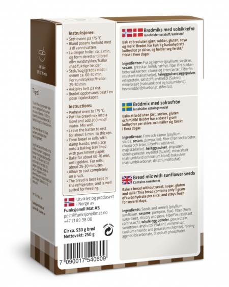 Funksjonell Mat Sunnere Fiberbrød 250g - Tights.no