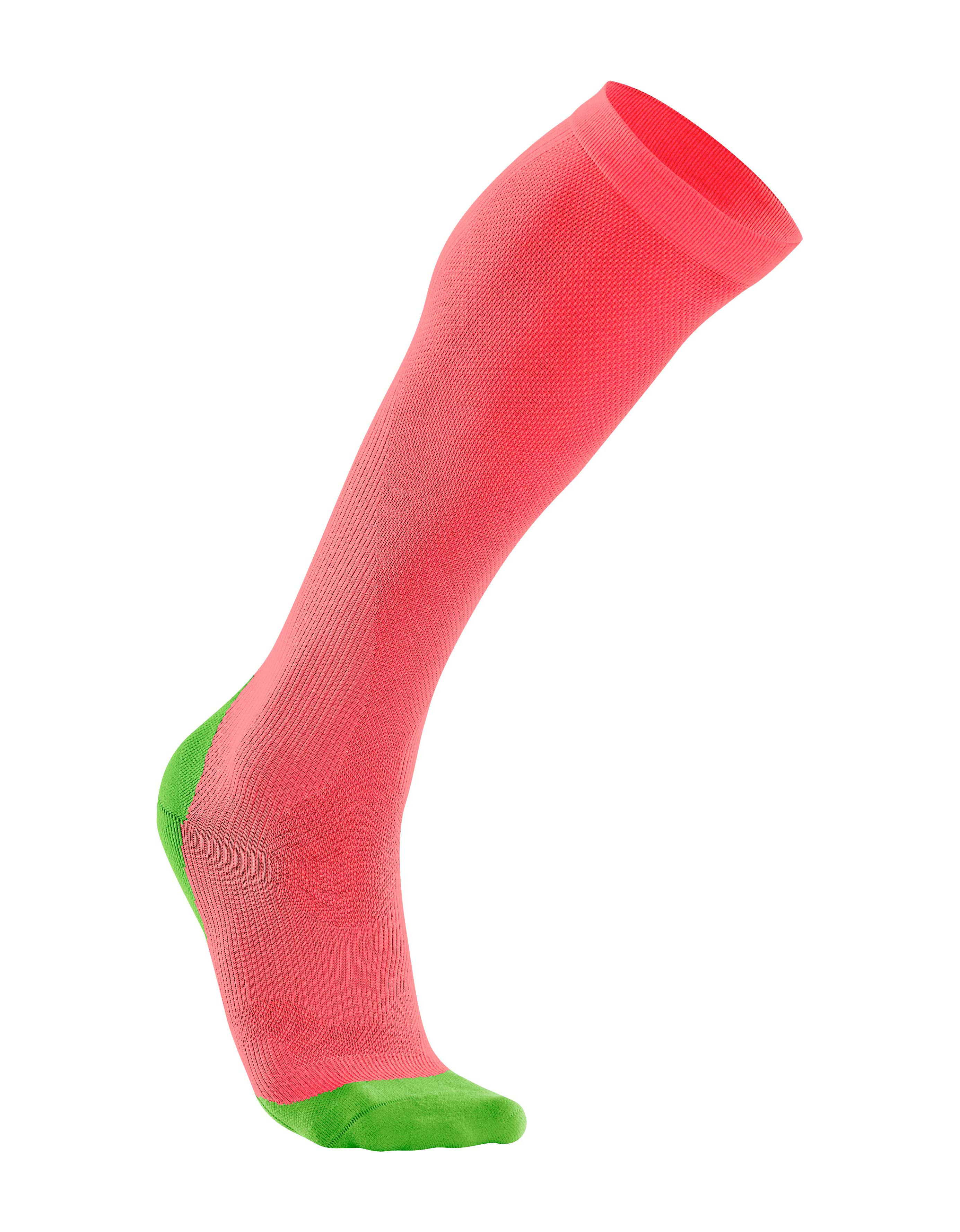 2XU Compression Performance Run Sock Womens Fluro Coral/Green - tights.no
