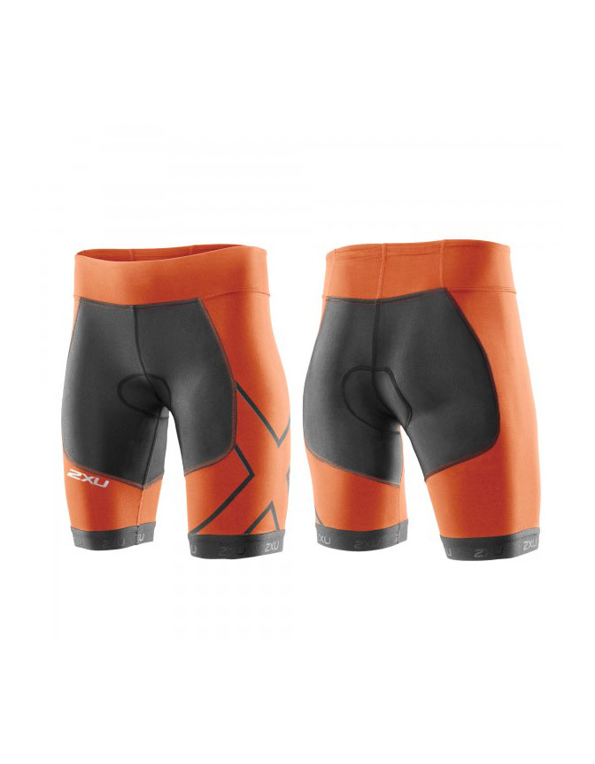 2XU Perform Compression Tri Shorts Womens Charcoal/Lotus Orange - tights.no