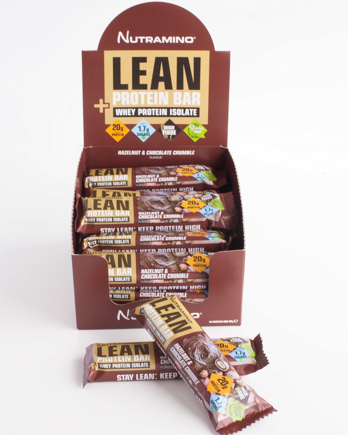 Nutramino Lean Protein Bar Hazelnut & Chocolate 16x60g - Tights.no