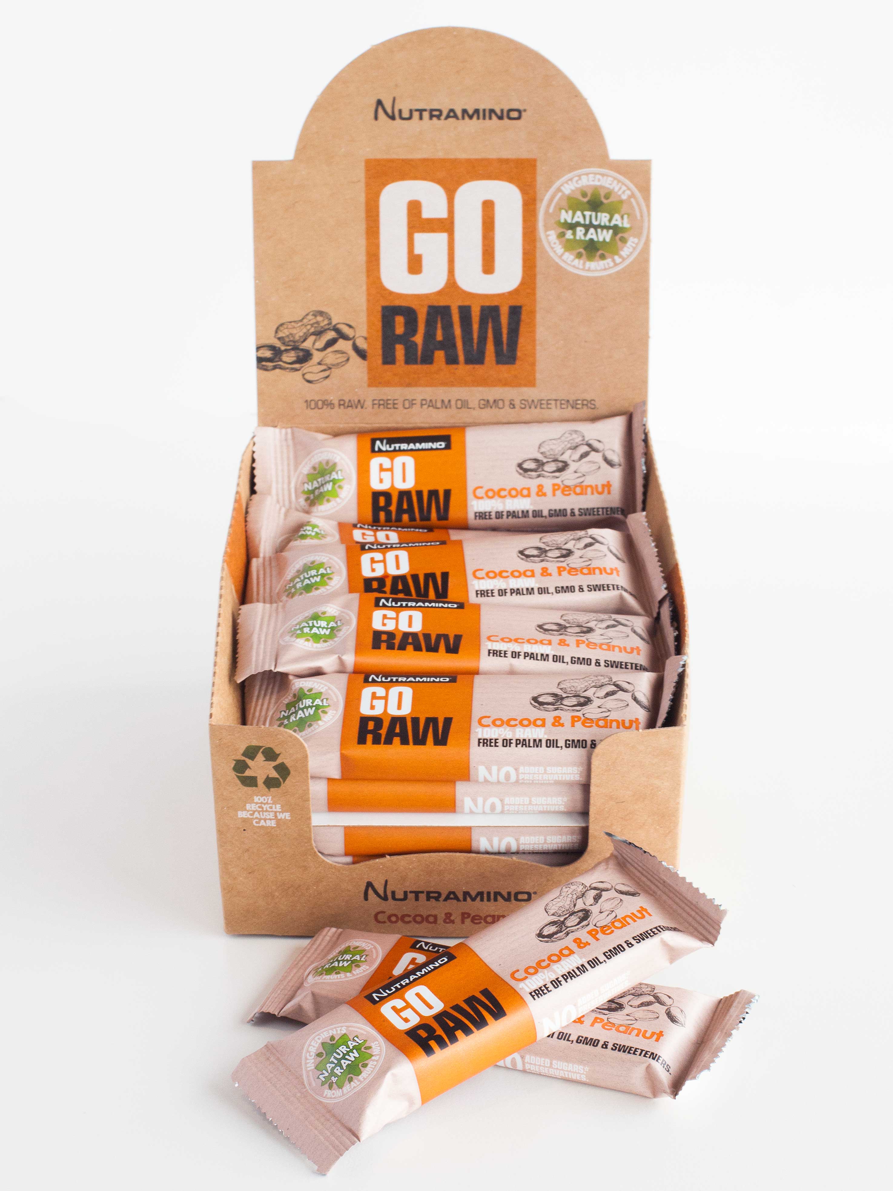 Nutramino Go Raw Bar Cocoa & Peanut 60g - 20 stk - Tights.no