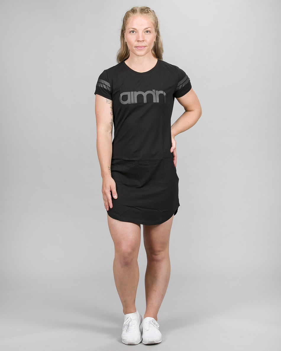 Aim'n Black Short Sleeve Dress - Tights.no