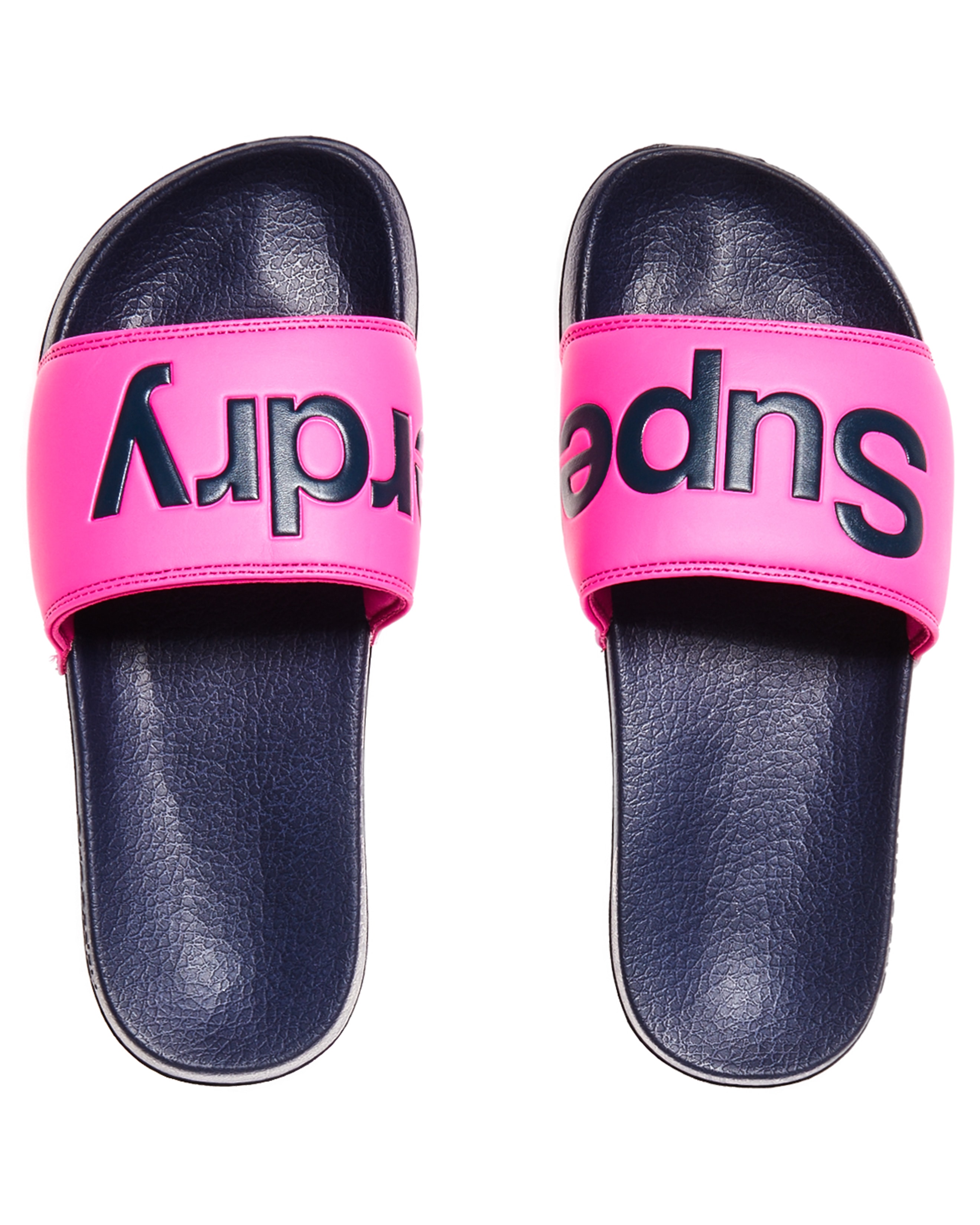 Superdry Pool Sliders Women - Navy/Fluro Pink - tights.no