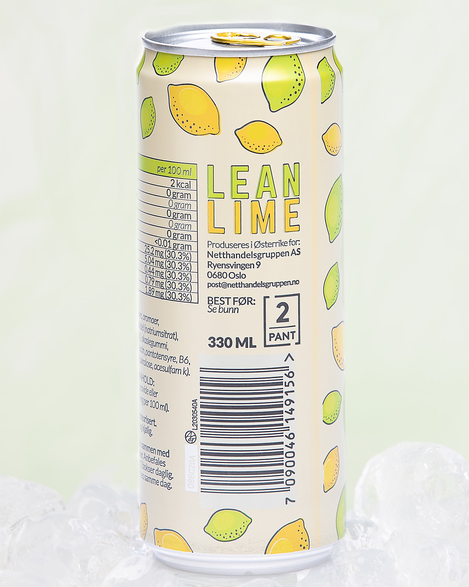 Lean Lime Energy Drink 24x330ml - BESTSELGER! - Tights.no