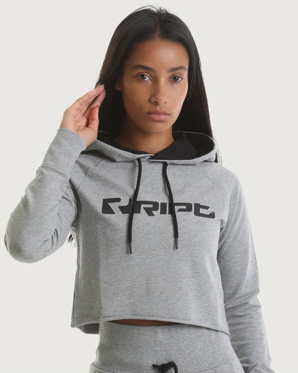 RIPT Cropped Hoodie Grey - Tights.no