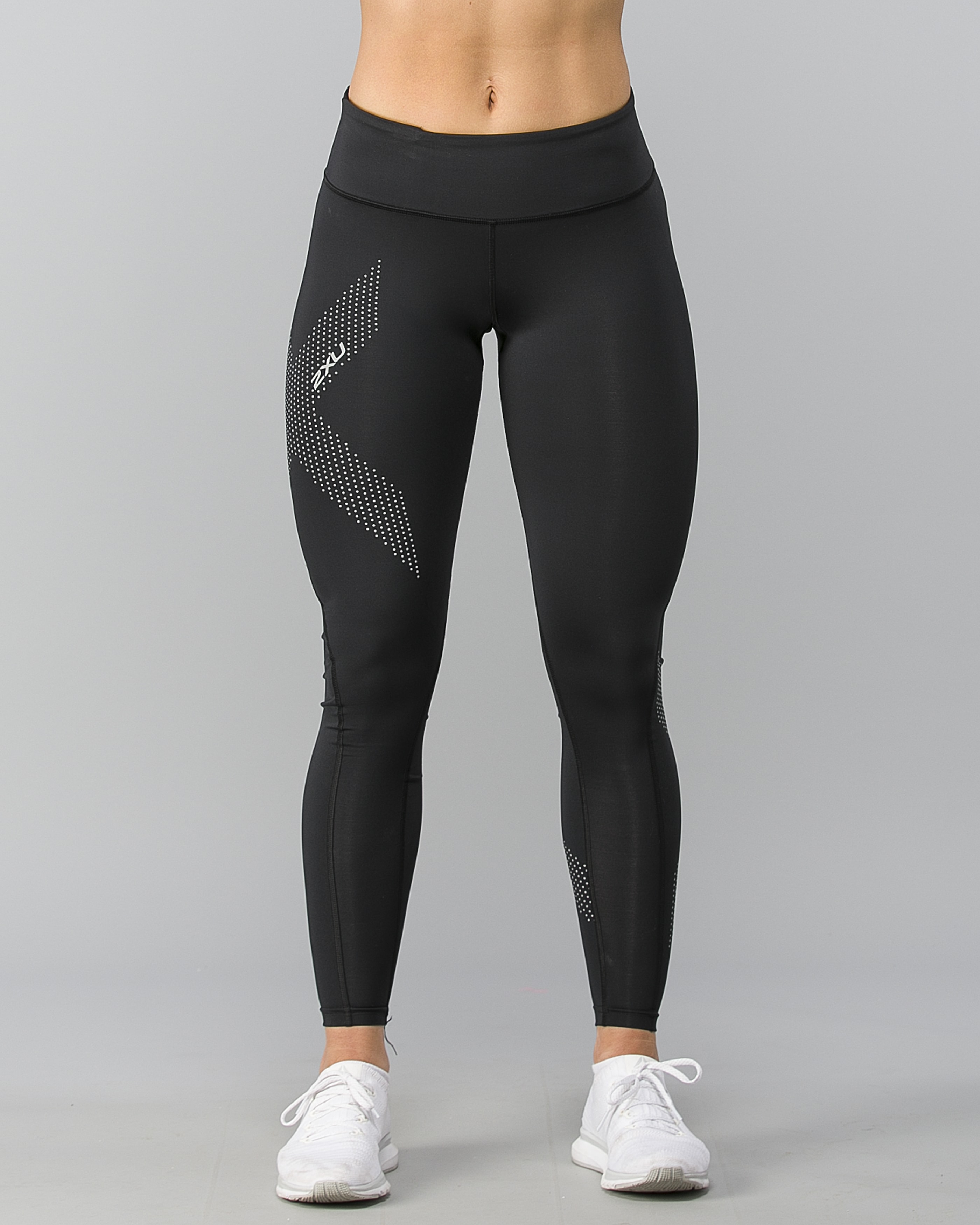 2XU Mid-Rise Compression Tights - Black/Dotted Reflective - Tights.no