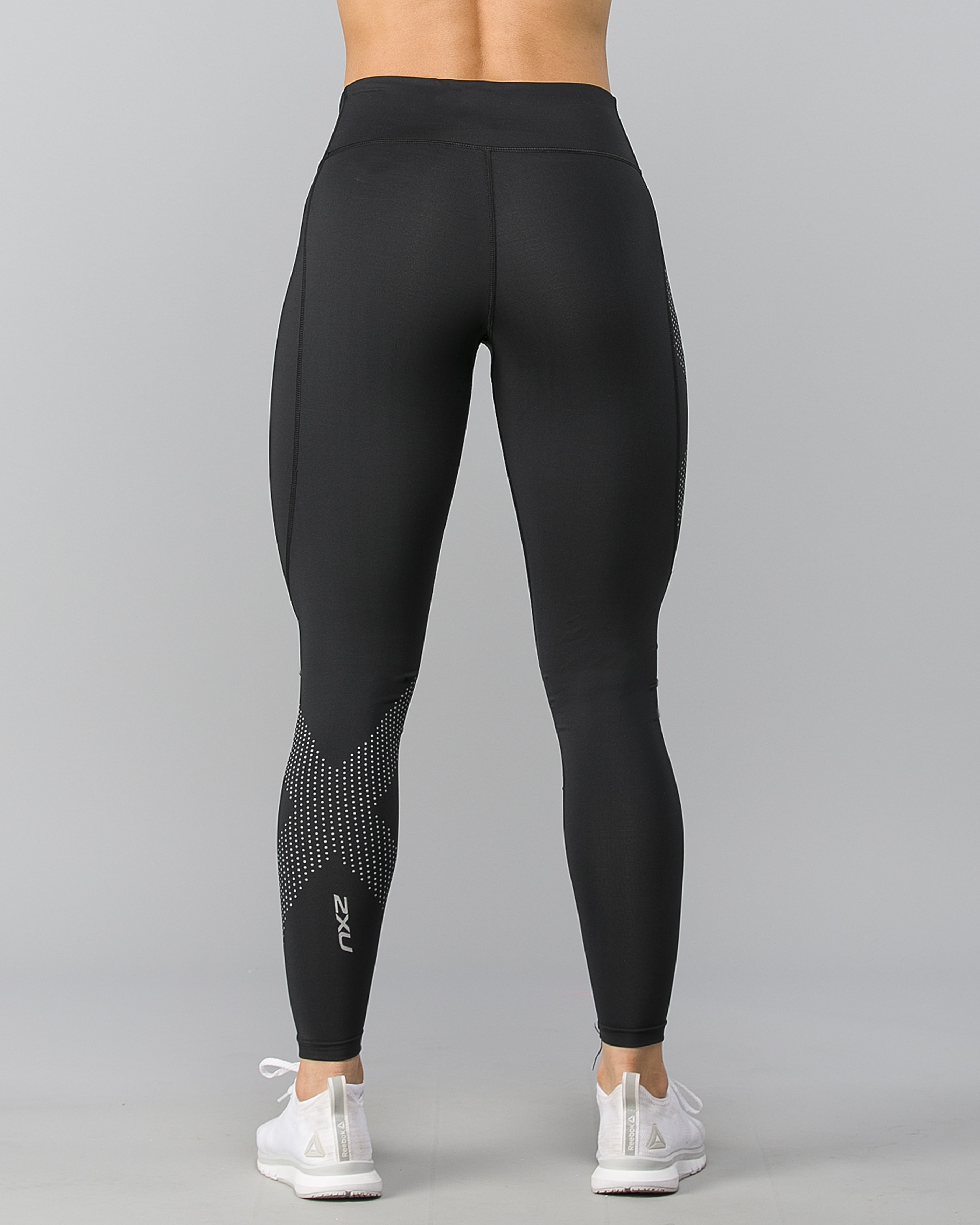 2XU Mid-Rise Compression Tights - Black/Dotted Reflective - Tights.no