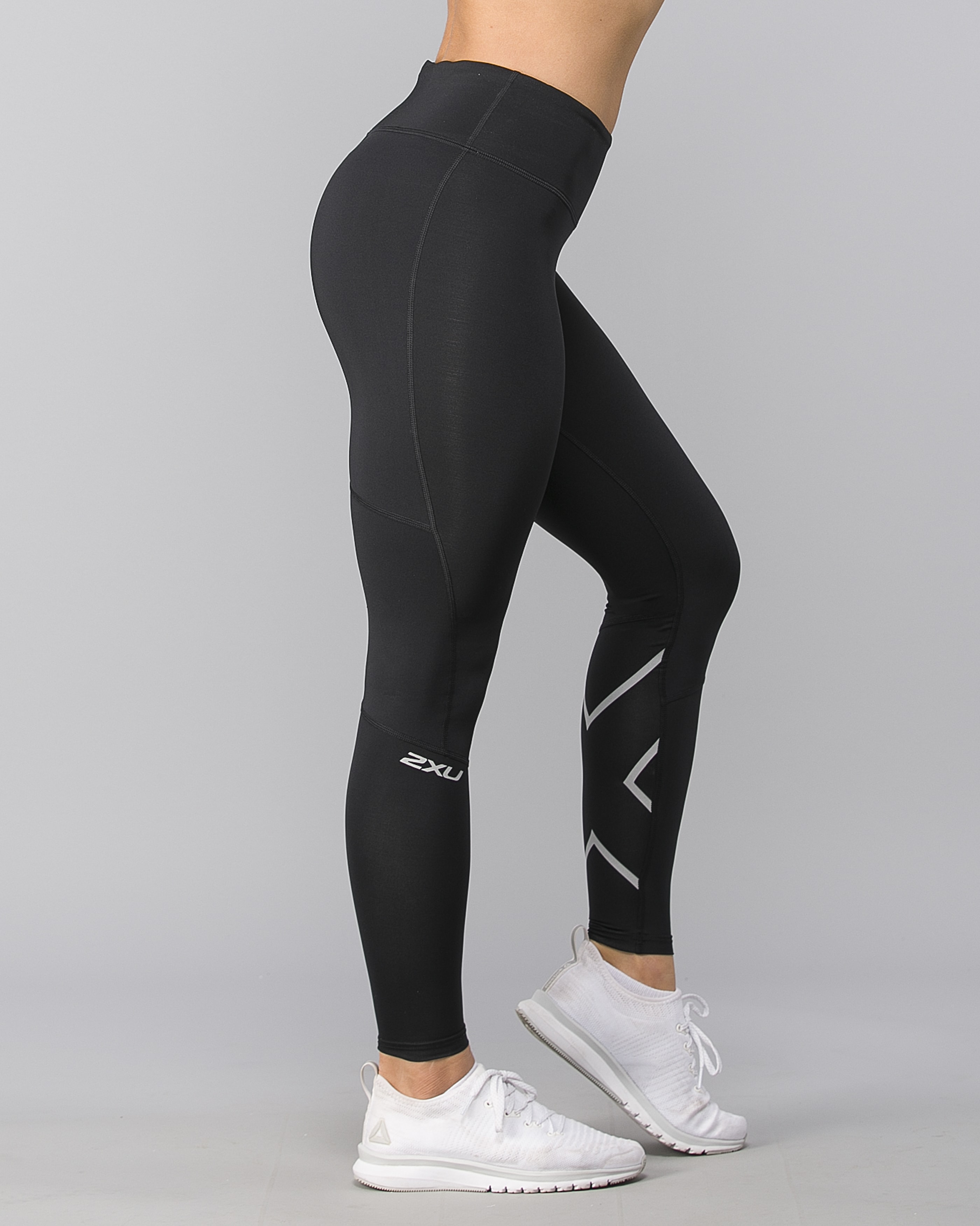 2XU Run Mid-Rise Comp Tights - Black/Silver Reflective - Tights.no