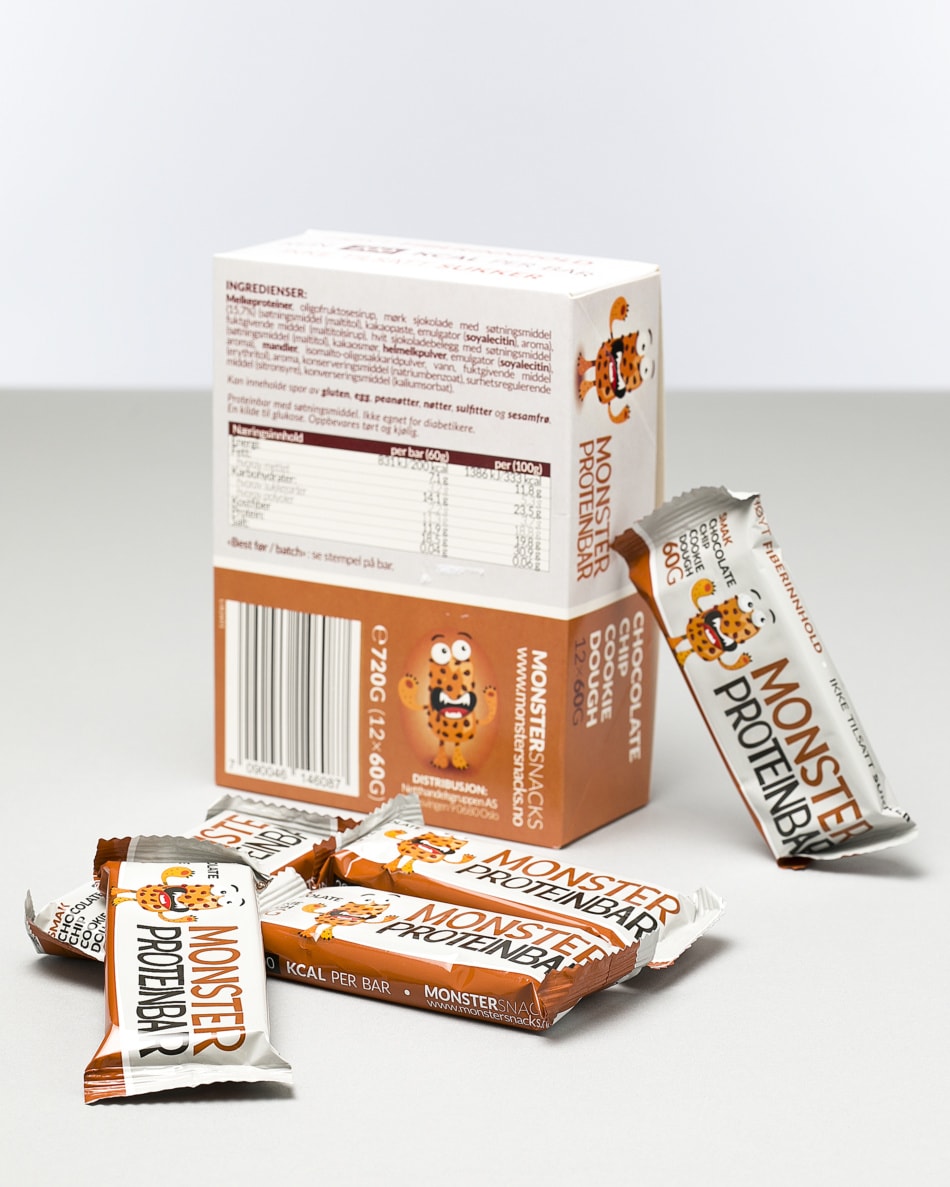 Monster Fiber Proteinbar Cookie Dough 12x60g - Tights.no