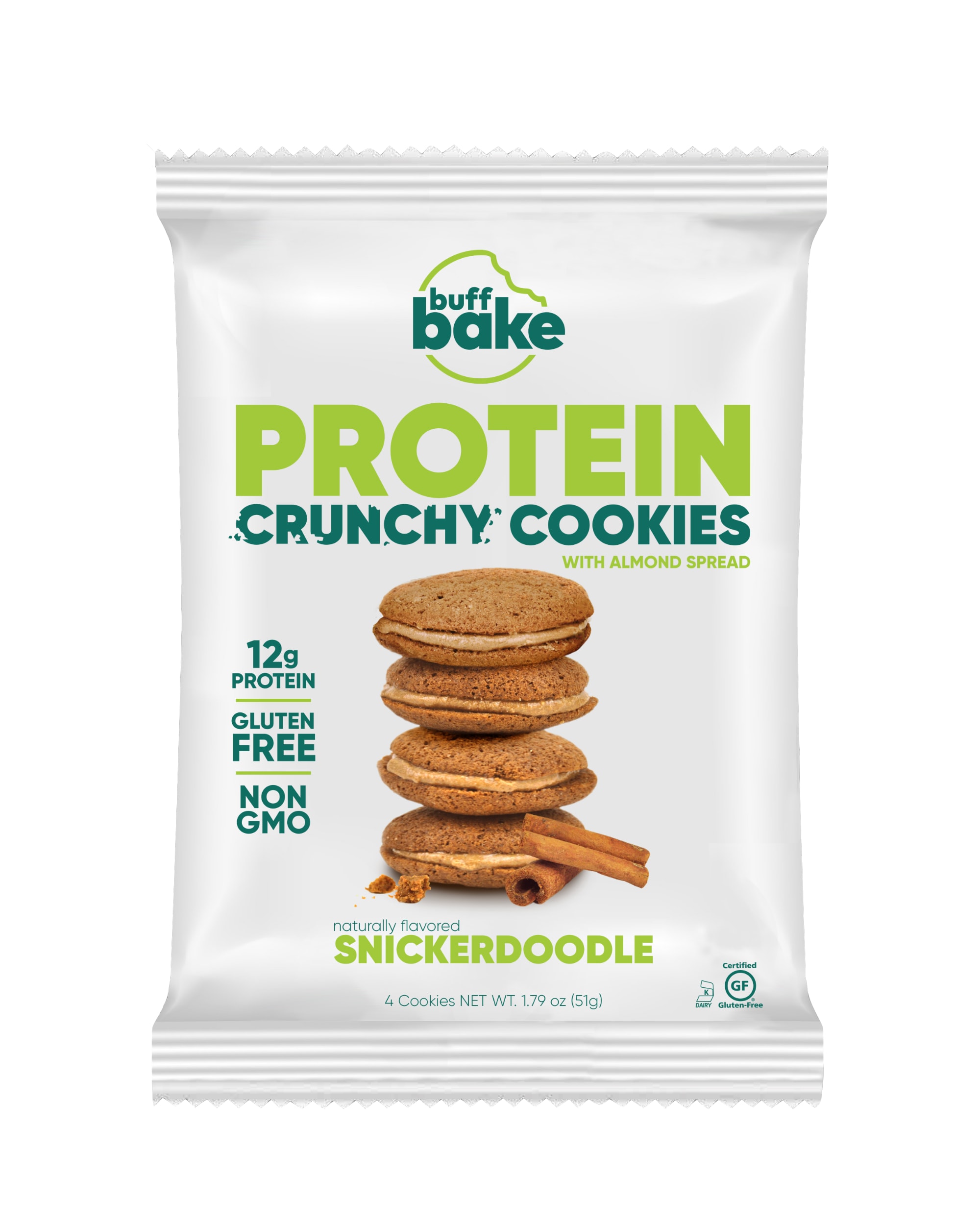 Buff Bake Crunchy Protein Cookies Snickerdoodle 51g - Tights.no