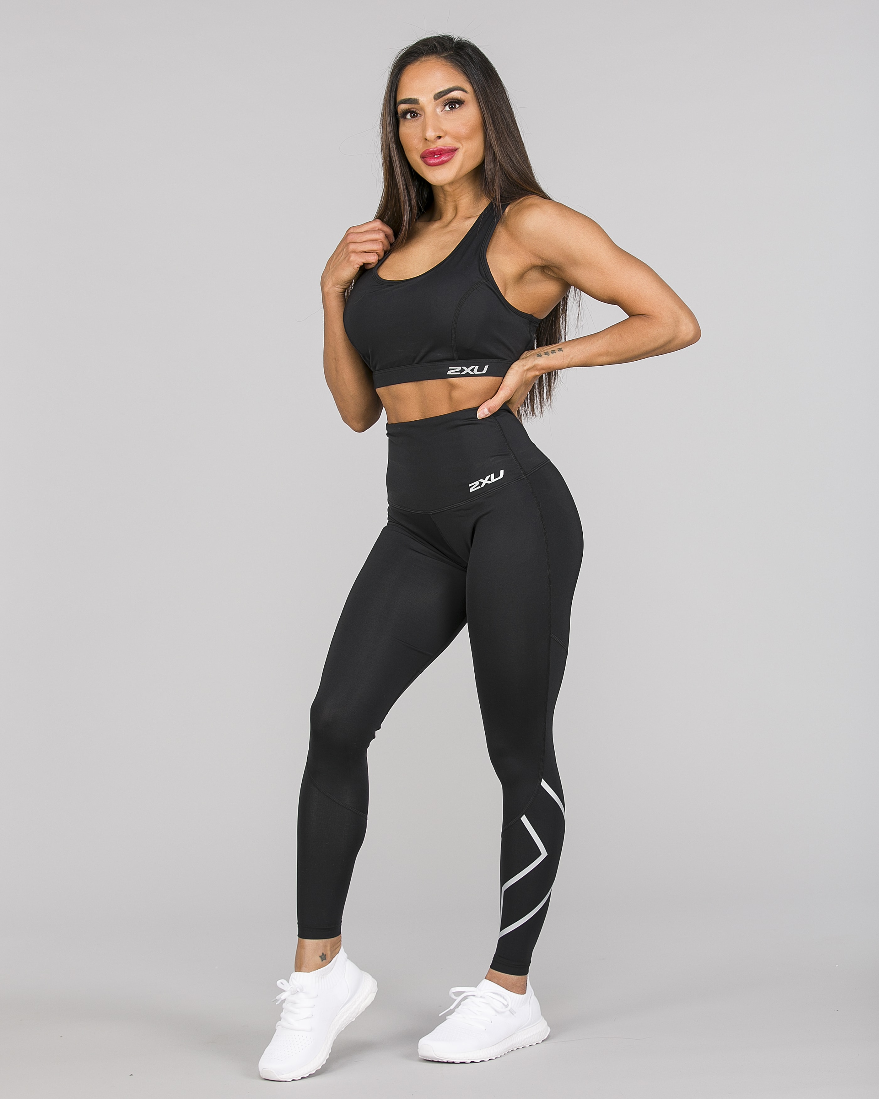 2XU Hi-Rise Compression Tights - Black/Silver X Logo - Tights.no