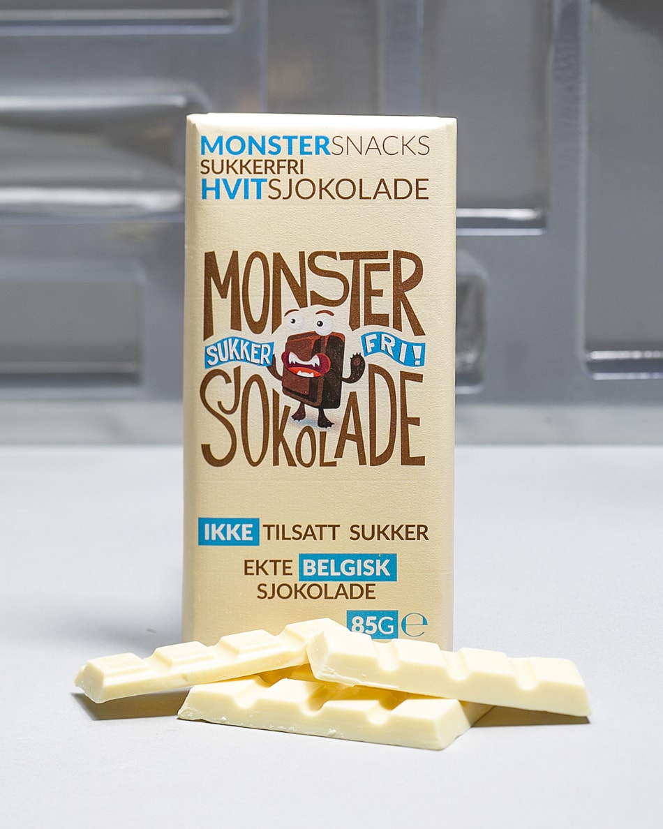 Monster Sukkerfri Belgisk Hvit Sjokolade 85g - Tights.no