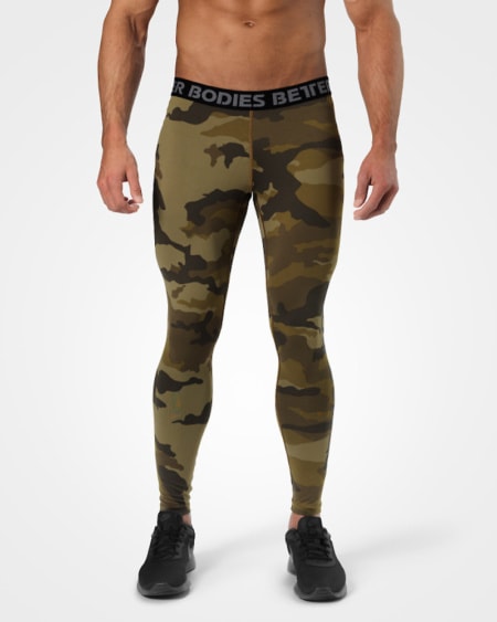 Better Bodies Hudson logo tights Dark Green Camo - Tights.no