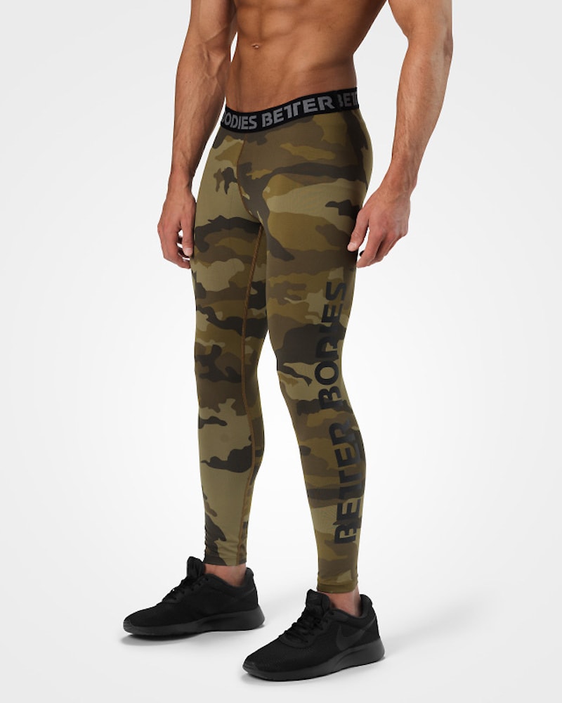 Better Bodies Hudson logo tights Dark Green Camo - Tights.no