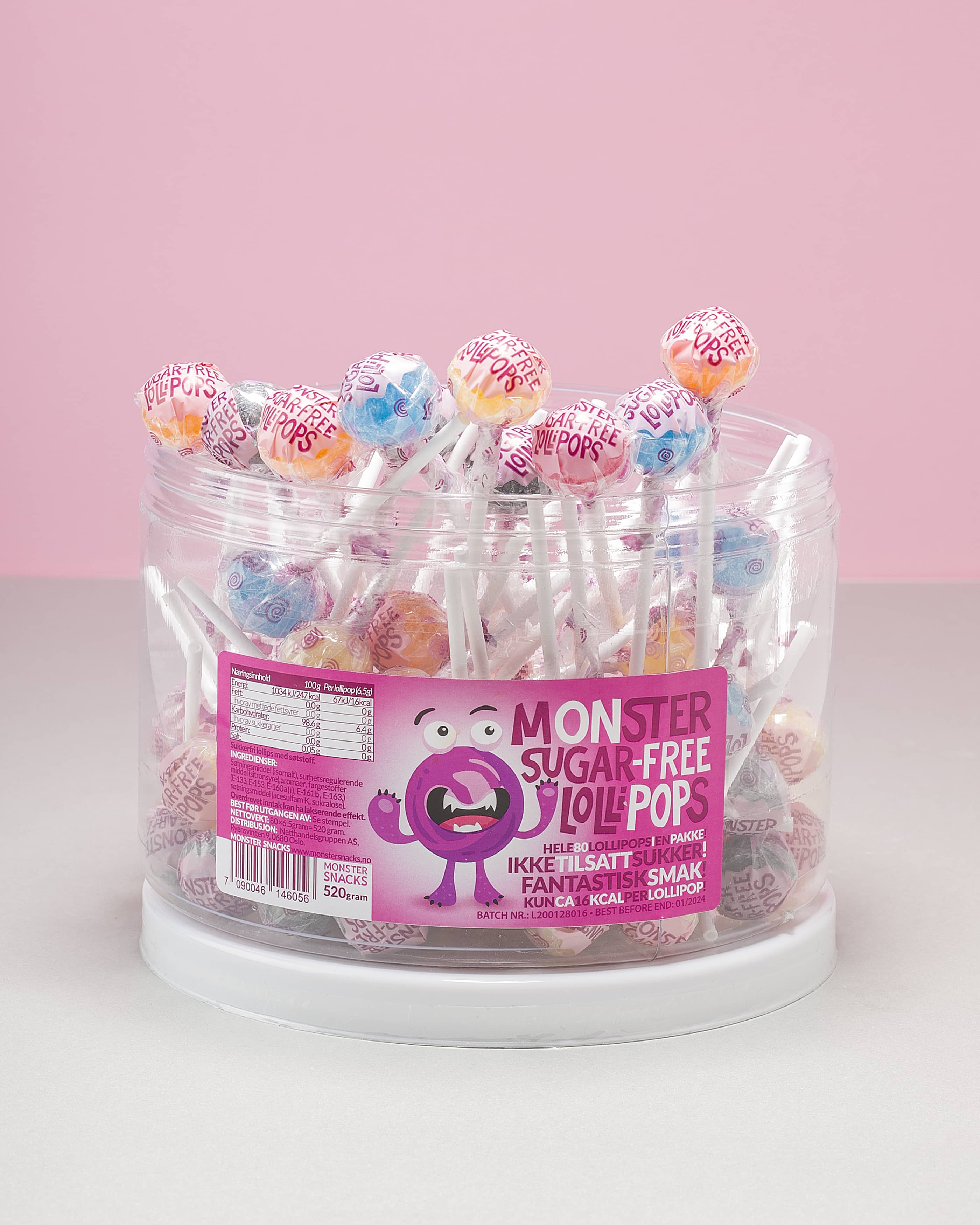 Monster Sugar Free Lollipops 560g - 80 Lollipops! - tights.no