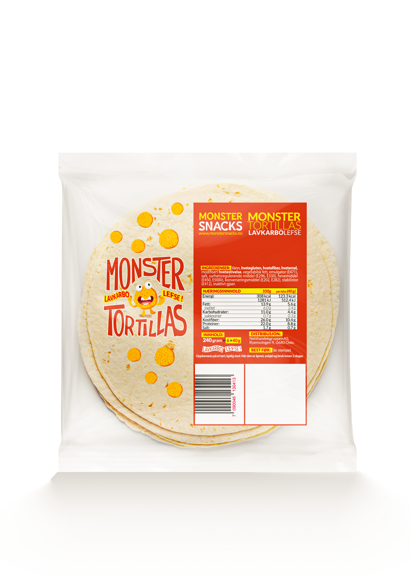 Monster Lavkarbo Tortillas (6 lefser) - Tights.no