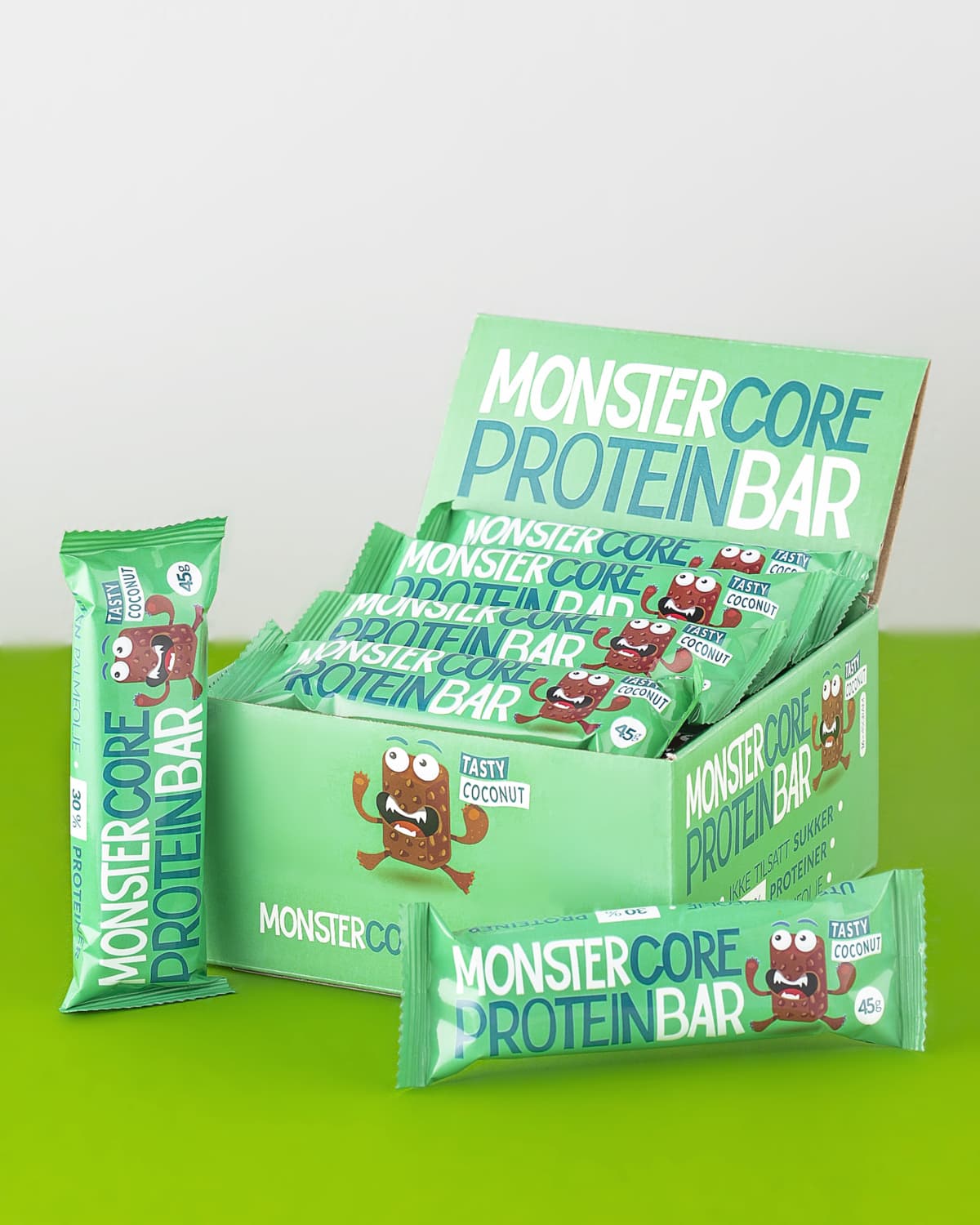 Monster Core Protein Bar - Tasty Coconut 16x45g - Tights.no