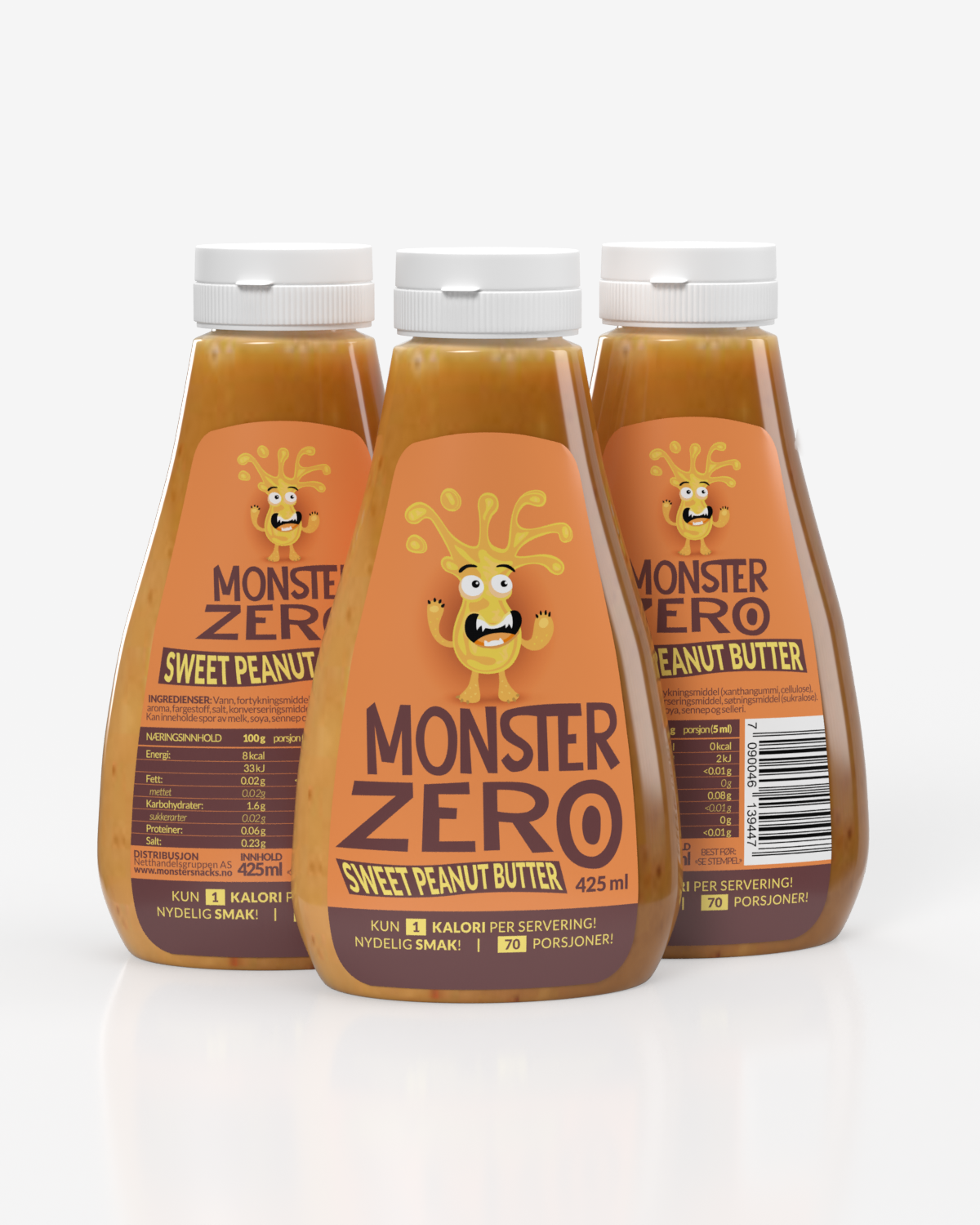 3x Monster Zero Calorie Syrup - Sweet Peanut Butter 425ml - TREPAKNING ...