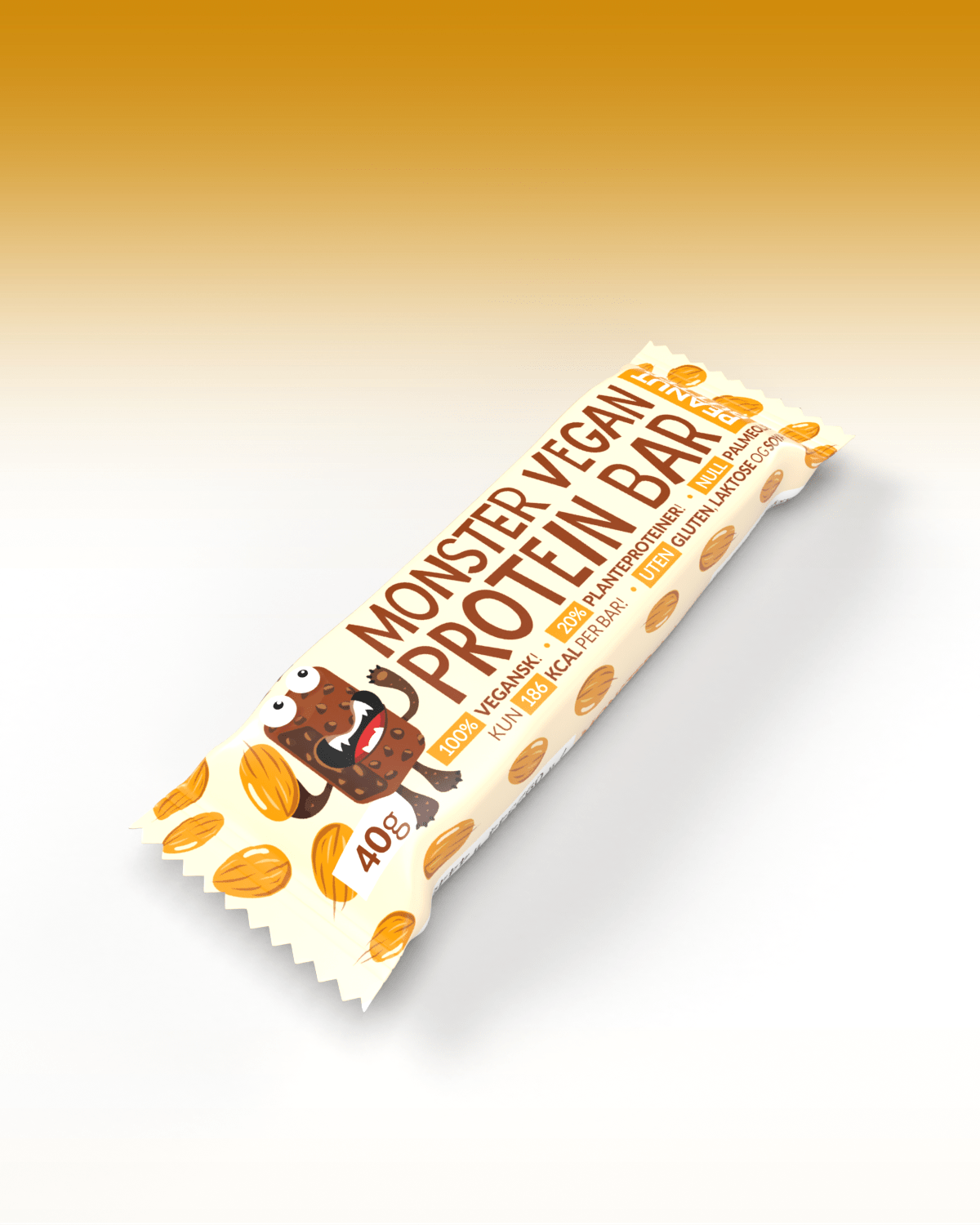Monster Vegan Raw Protein Bar - Peanut Butter 40g - Tights.no
