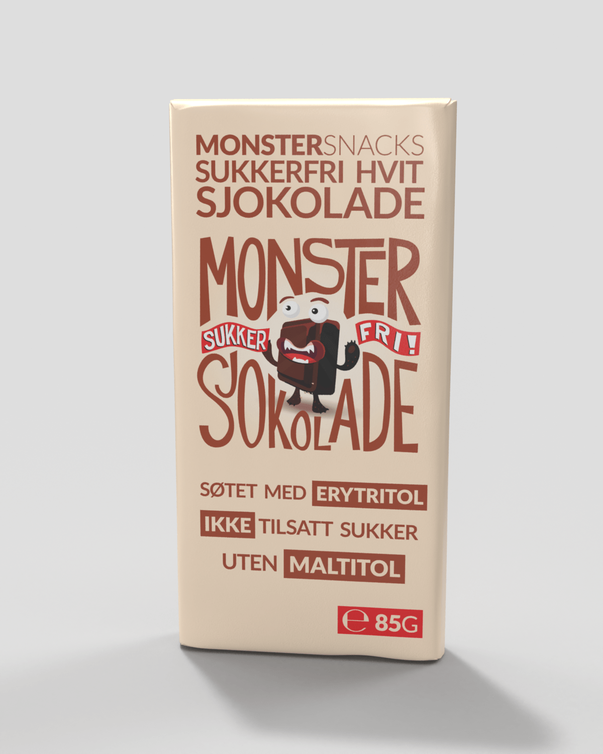 Monster Lavkarbo Belgisk Hvit Sjokolade - UTEN MALTITOL - 85g - Tights.no