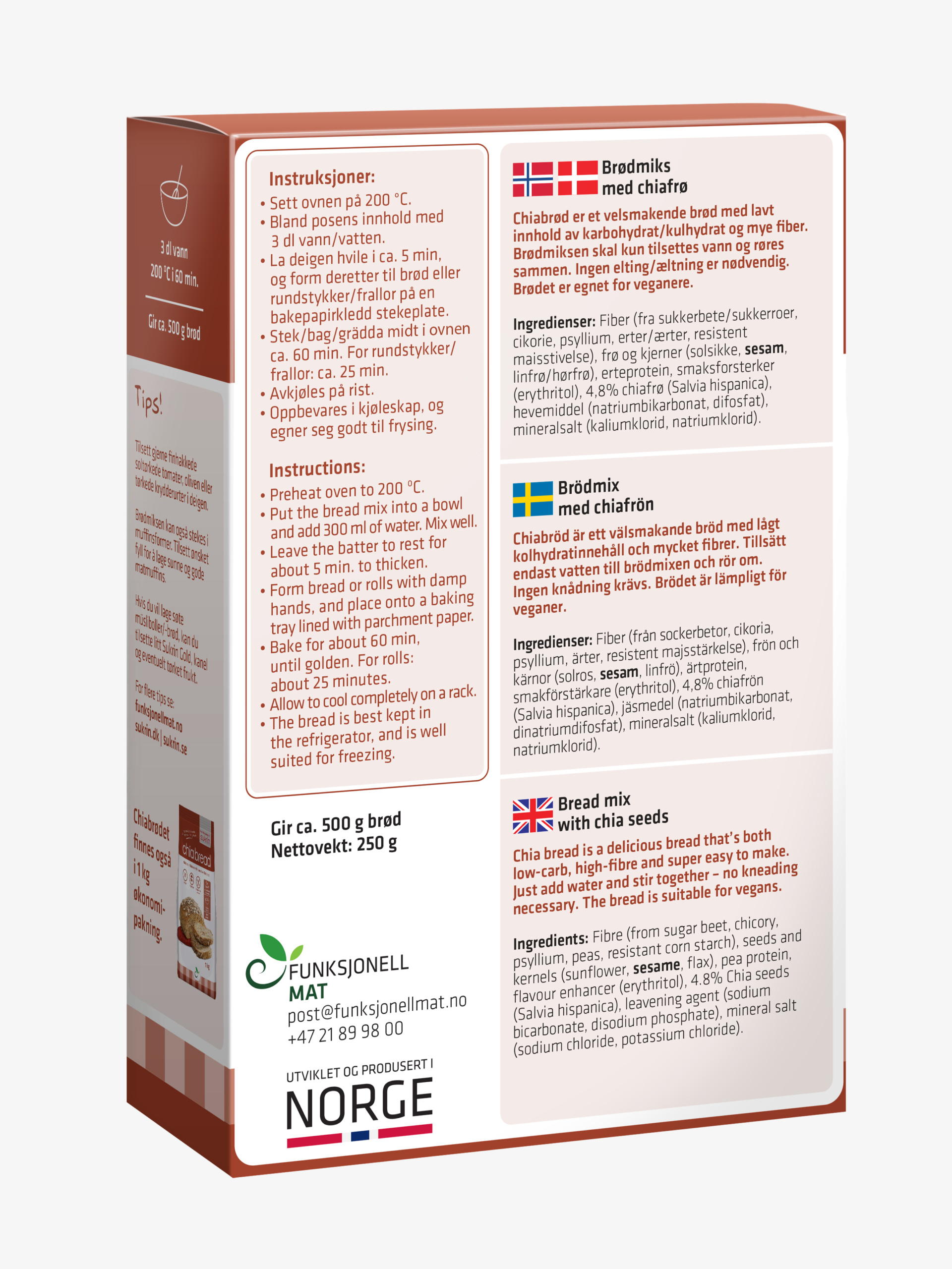 Funksjonell Mat Chiabrød 250g - Tights.no