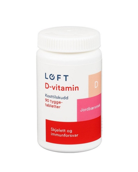 Løft Vitamin D Tyggetablett jordbær 90 caps - Tights.no
