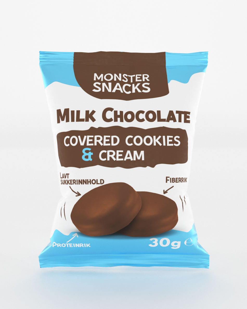 Monster Snacks Milk Chocolate Covered Cookies And Cream - Tights.no