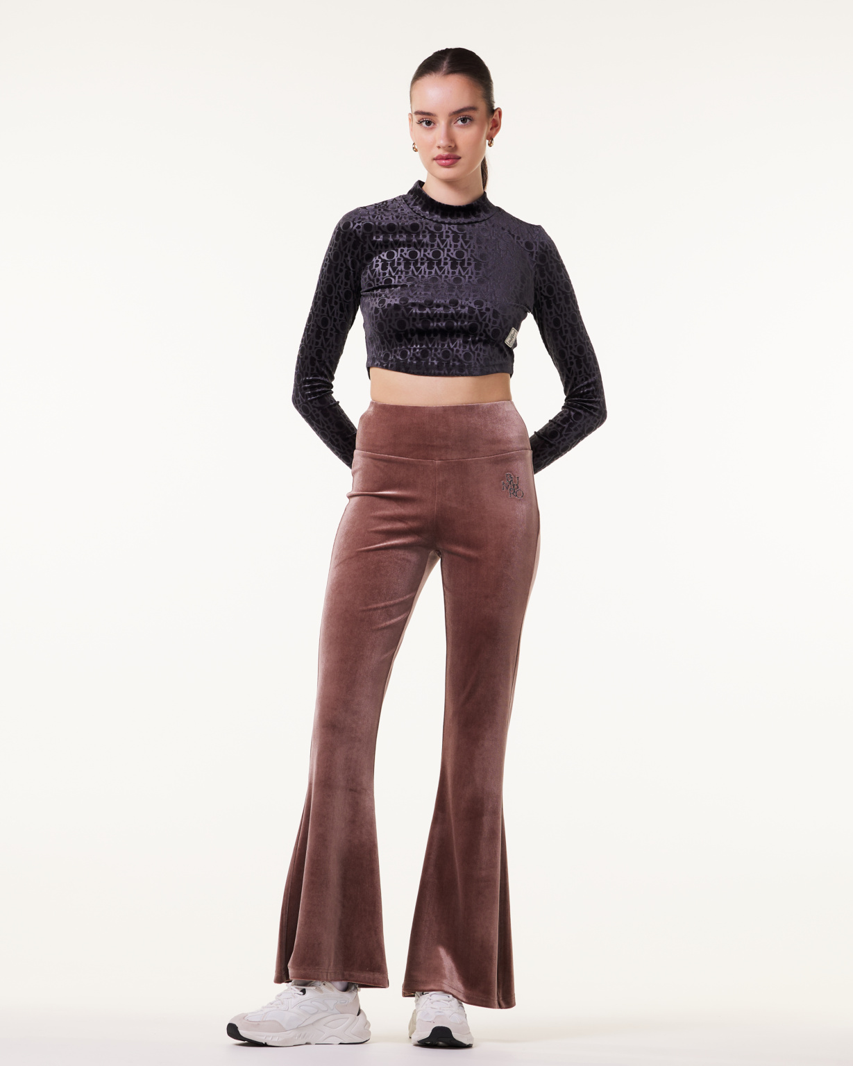 Bumpro Monogram Velour Flare Pants Red Mustang - Tights.no