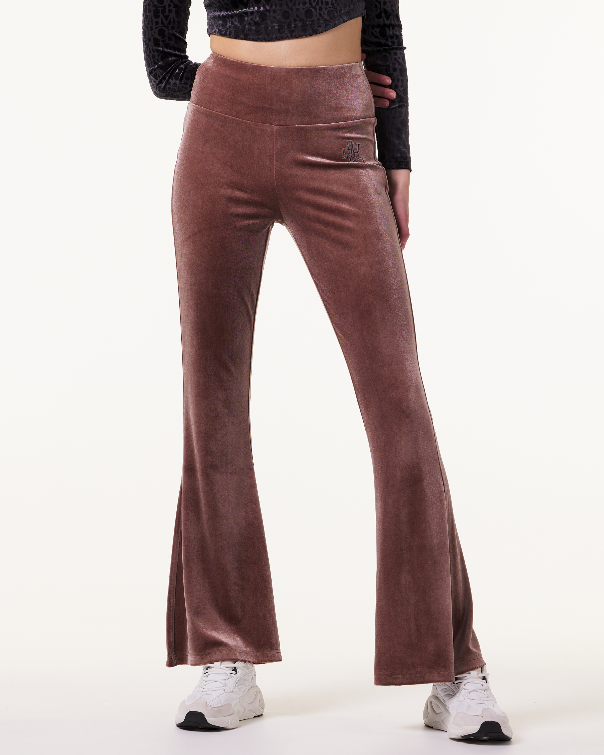 Bumpro Monogram Velour Flare Pants Red Mustang - Tights.no