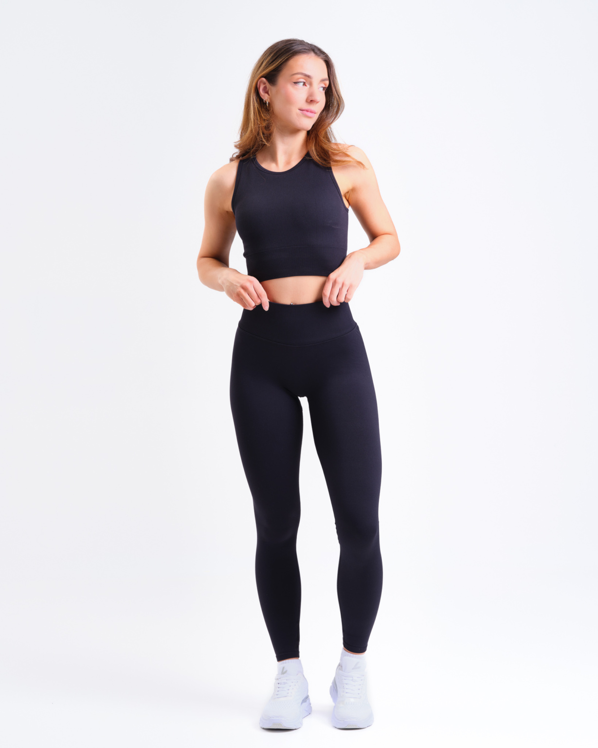 Bumpro Perfect Rib Racer Tank + Contour Seamless Tights Black SETT ...