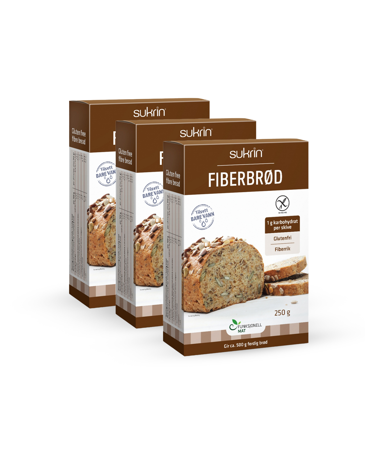 Funksjonell Mat Fiberbrød 3x250g - Tights.no