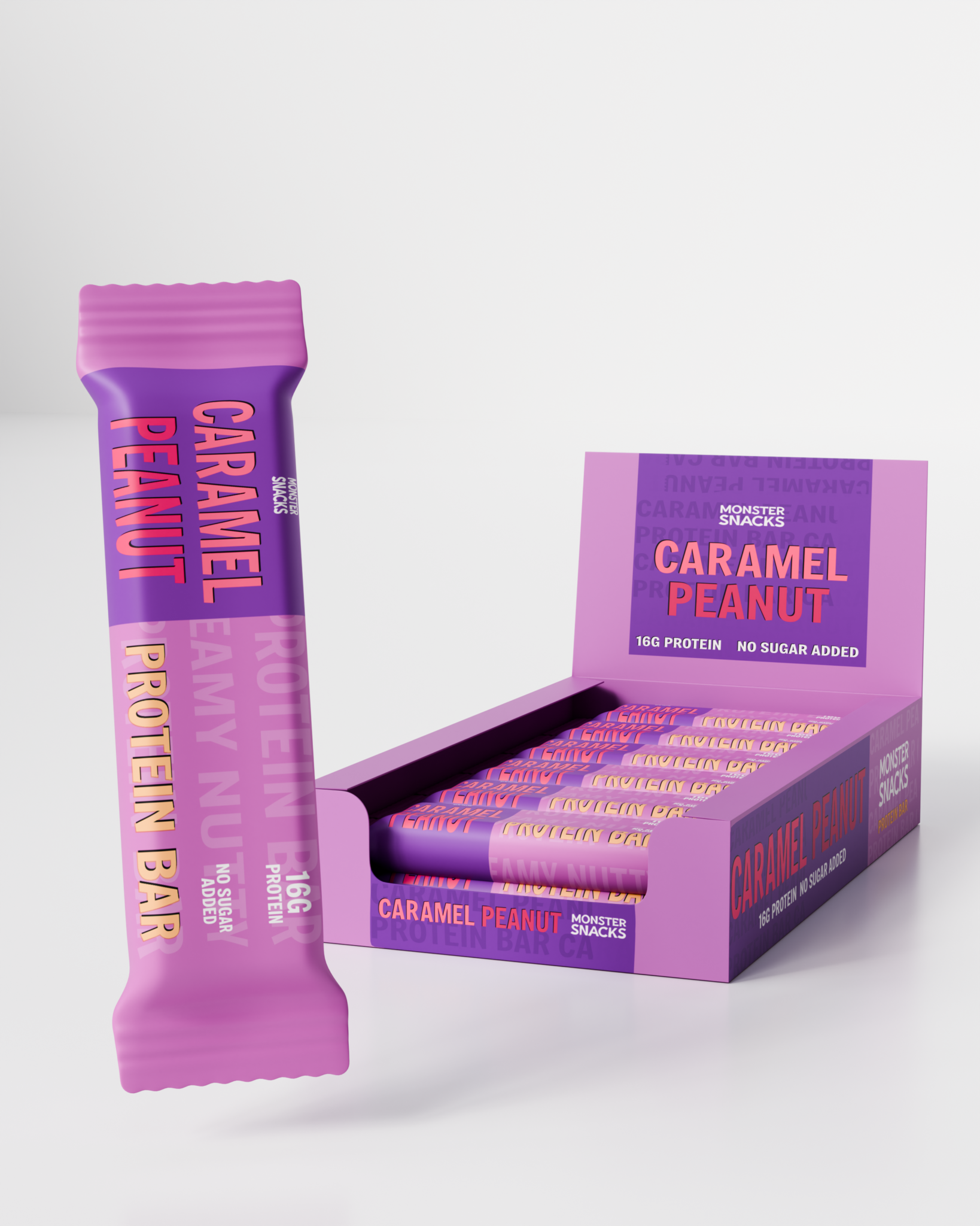 Monster Snacks Proteinbar Caramel Peanut 12x55g - tights.no